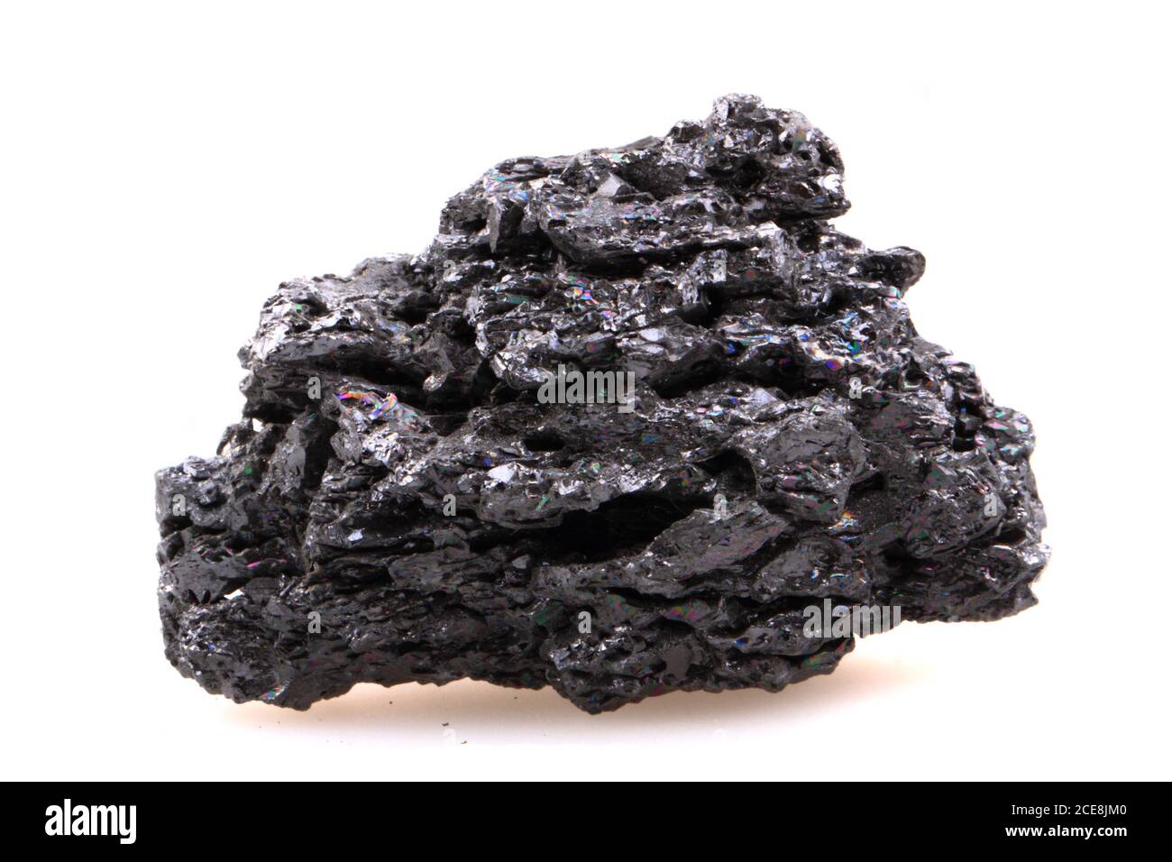 synthetic corundum mineral (look like meteor) isolated on the white ...