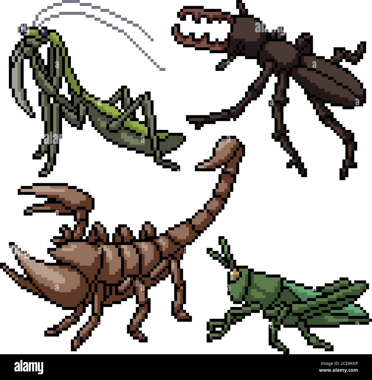 pixel art set isolated small insect Stock Vector Image & Art - Alamy