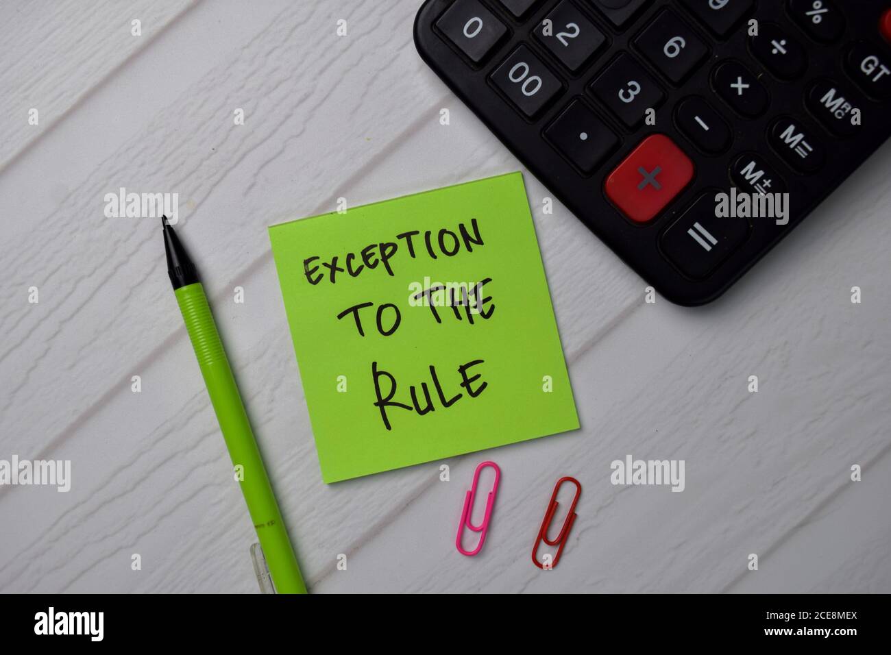 Exception to the Rule write on sticky notes isolated on office desk ...