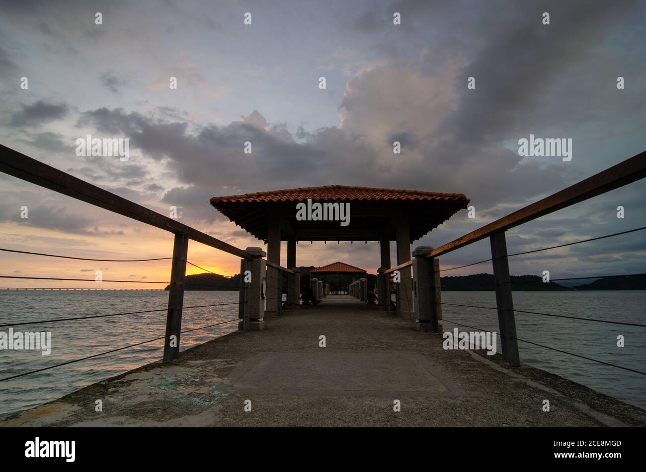 Batu Kawan, Penang/Malaysia - Jan 27 2016: Cement bridge Jetty Batu ...