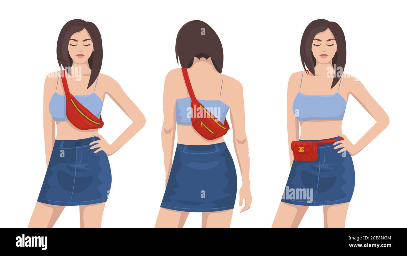 Girl wearing white bag Stock Vector Images - Alamy