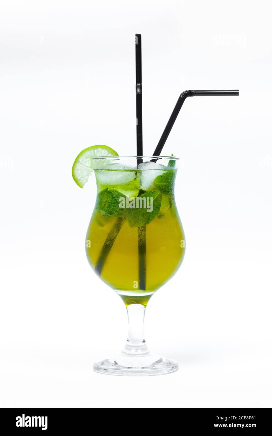 alcohol cocktail with straw isolated on white background Stock Photo ...