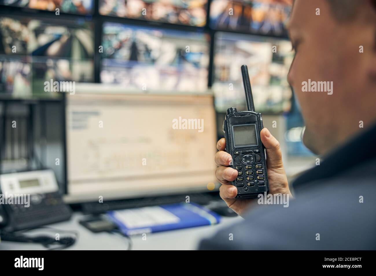 Walkie-talkie being useful for communication between staff Stock Photo ...