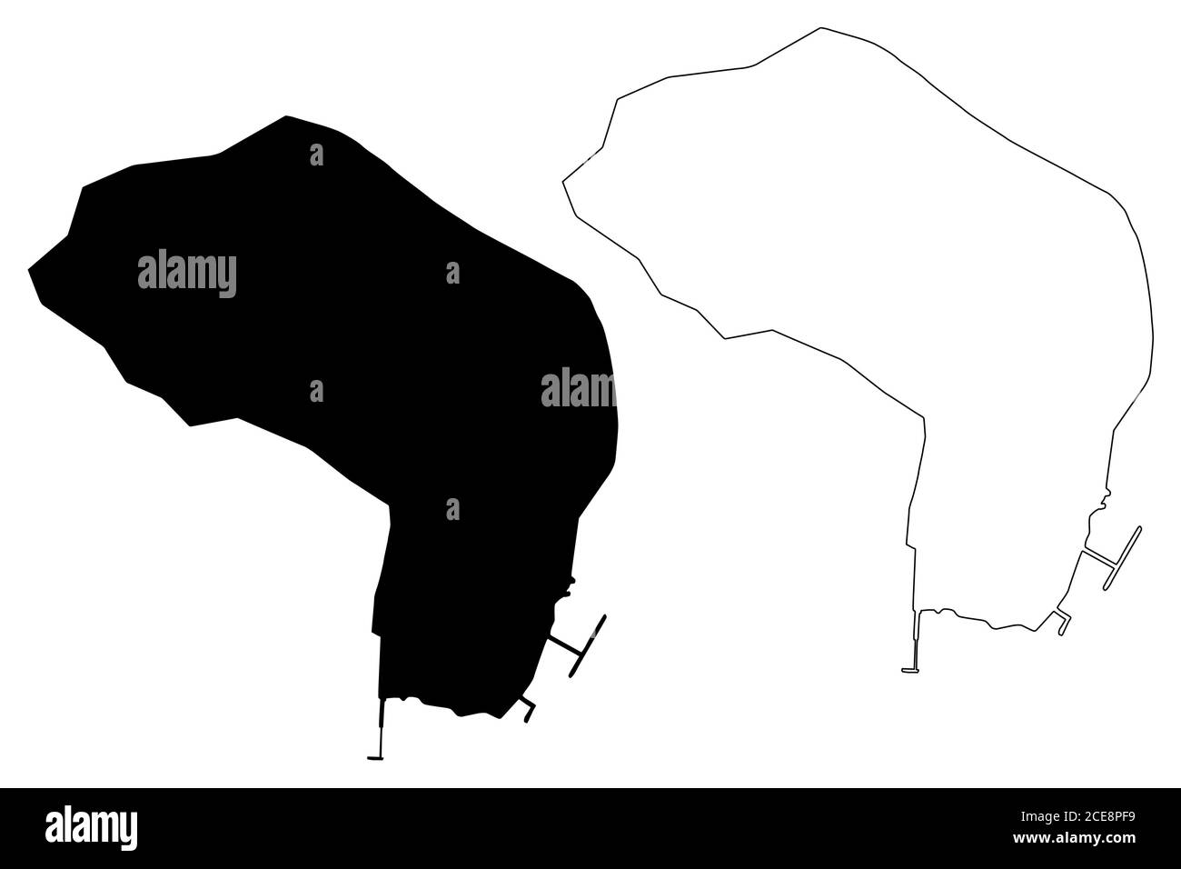 Banjul City (Republic of The Gambia, Banjul Division) map vector ...