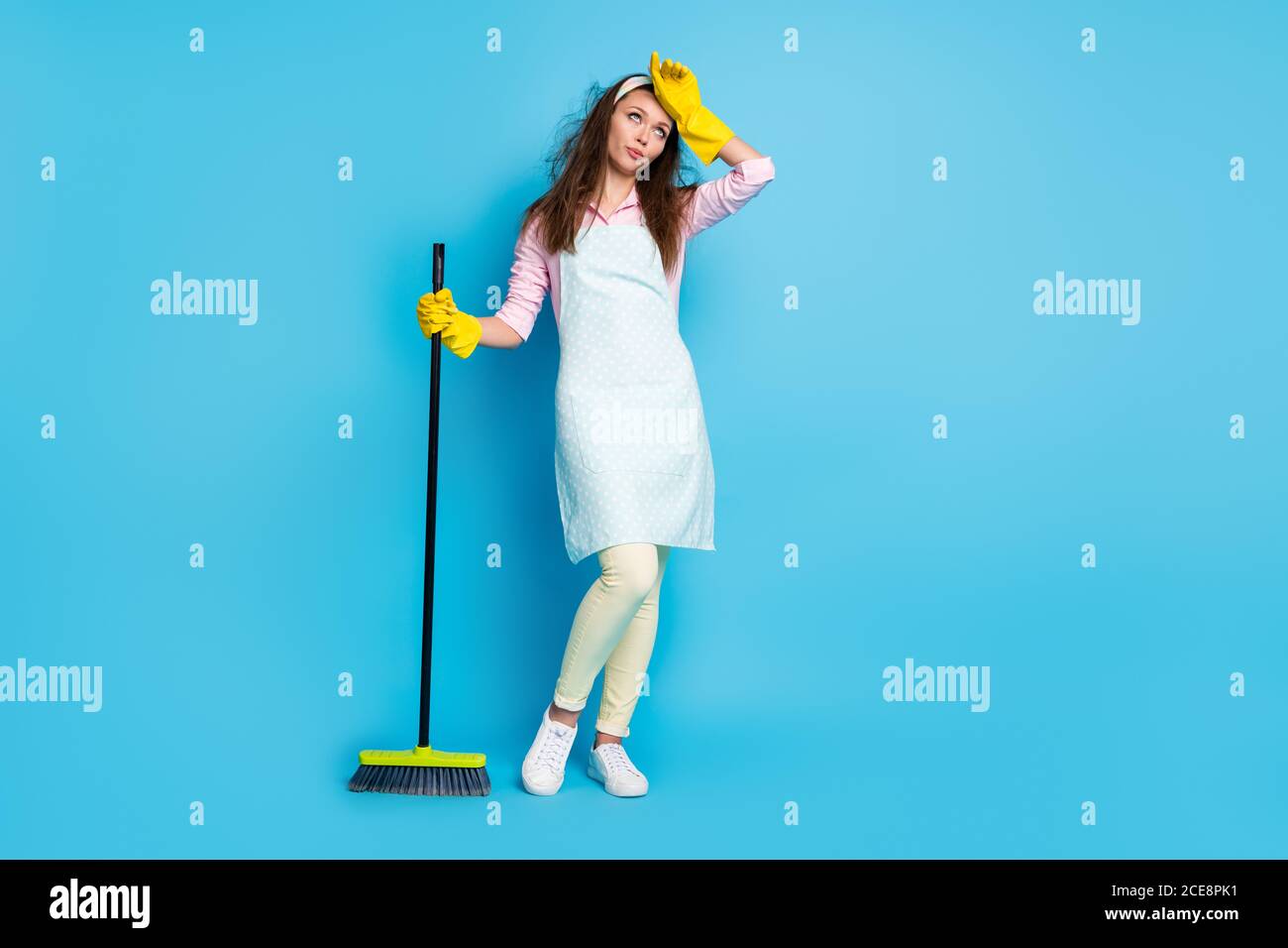 Full length body size view of her she nice attractive tired lazy bored ...