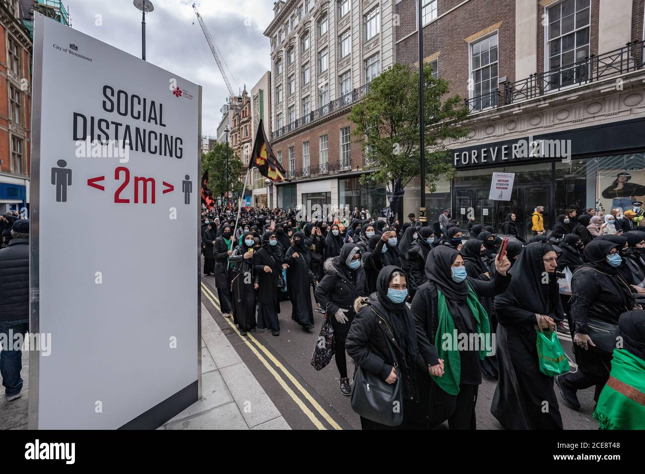 Ashura 2020. Hundreds of British Muslims march down Oxford Street for ...