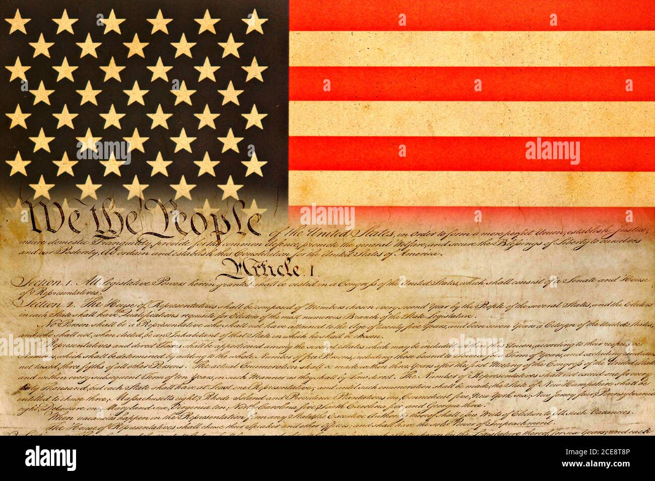 United States flag and constitution Stock Photo - Alamy