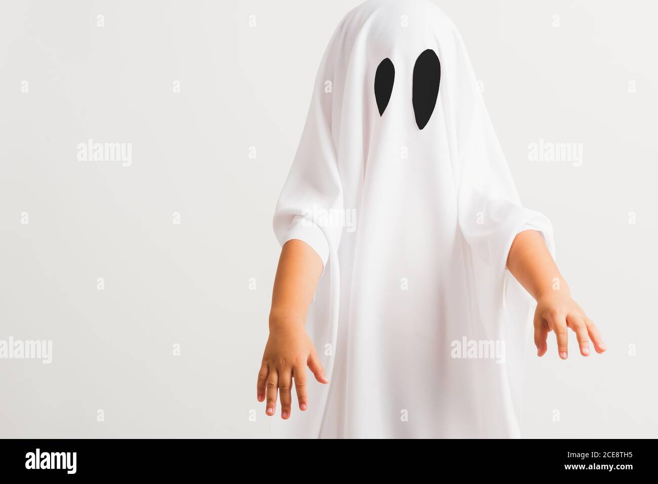 Funny Halloween Kid Concept, little cute child with white dressed ...