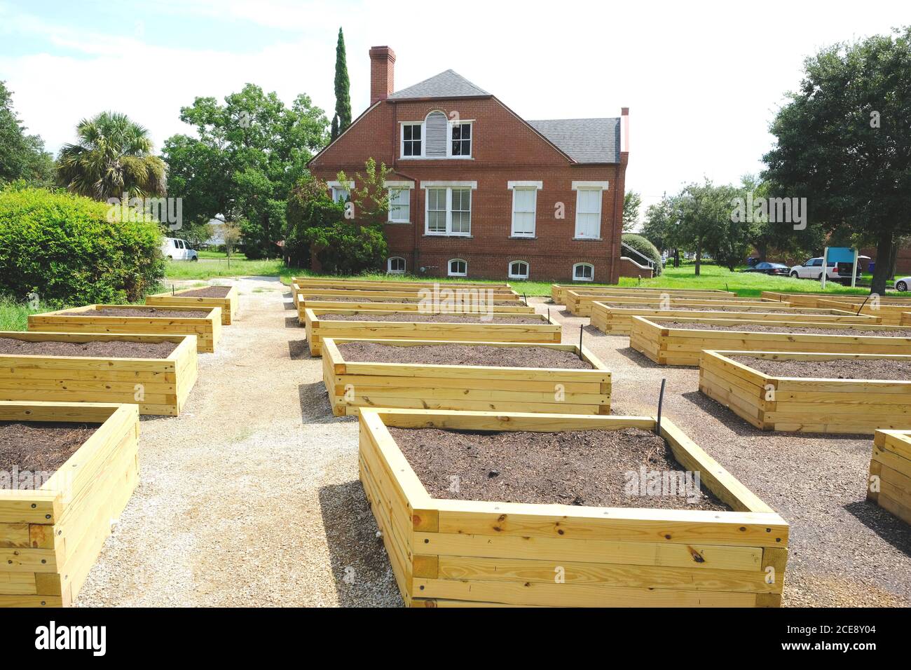 New Urban Garden Under Construction with Wooden Plots Established and ...