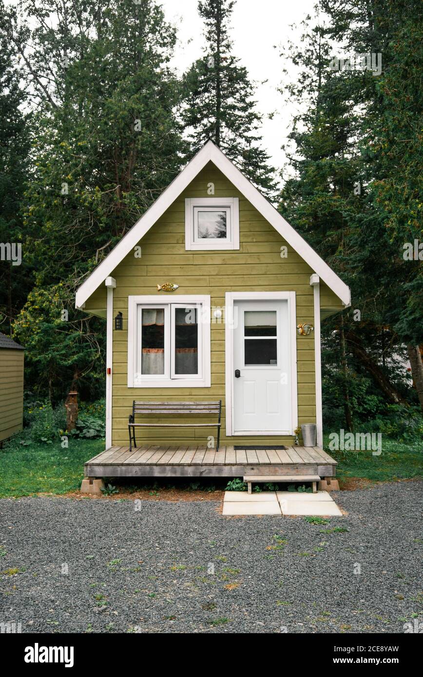 Terrace of small rural house cabin in New Brunswick in Canada Stock ...