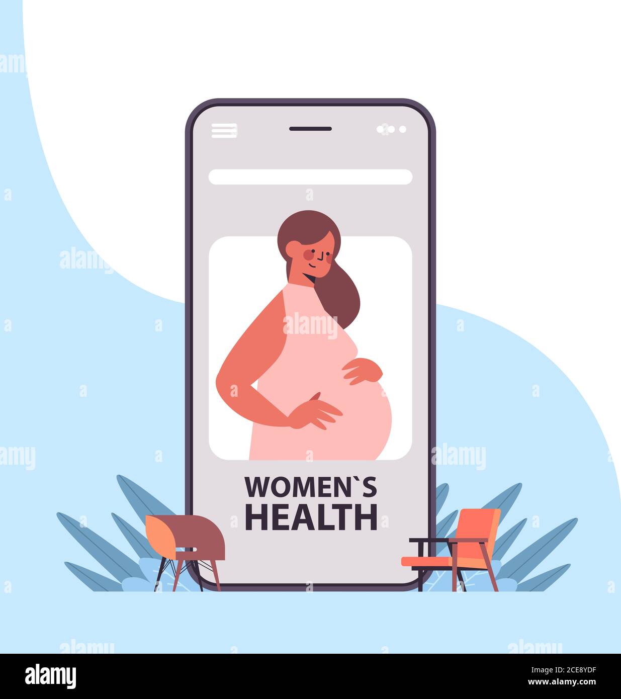 pregnant woman patient on smartphone screen using mobile app online ...
