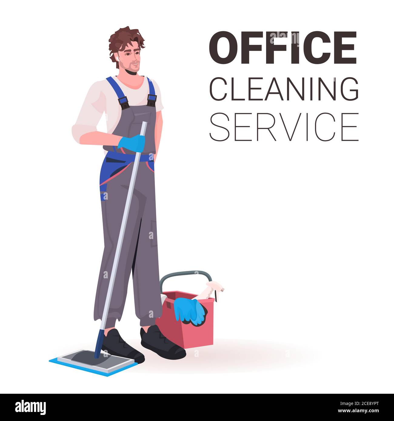 Man mopping floor office Stock Vector Images - Alamy