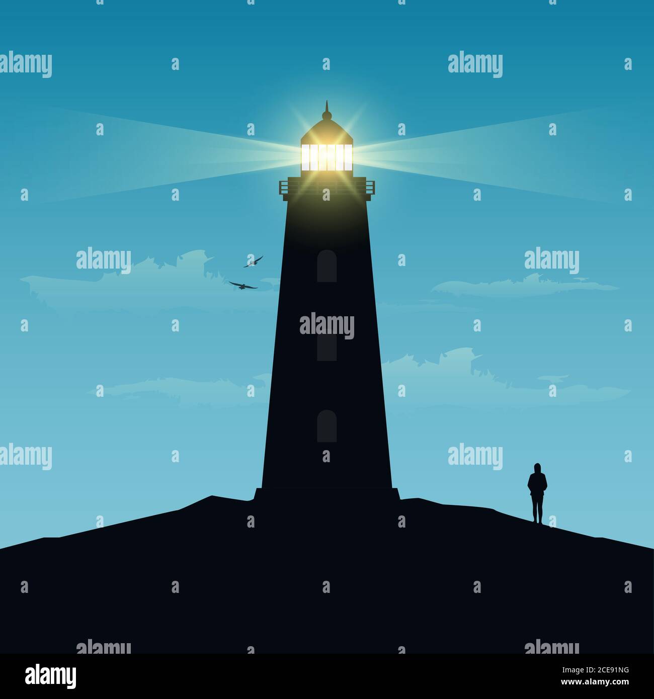 Stripe Lighthouse Silhouette