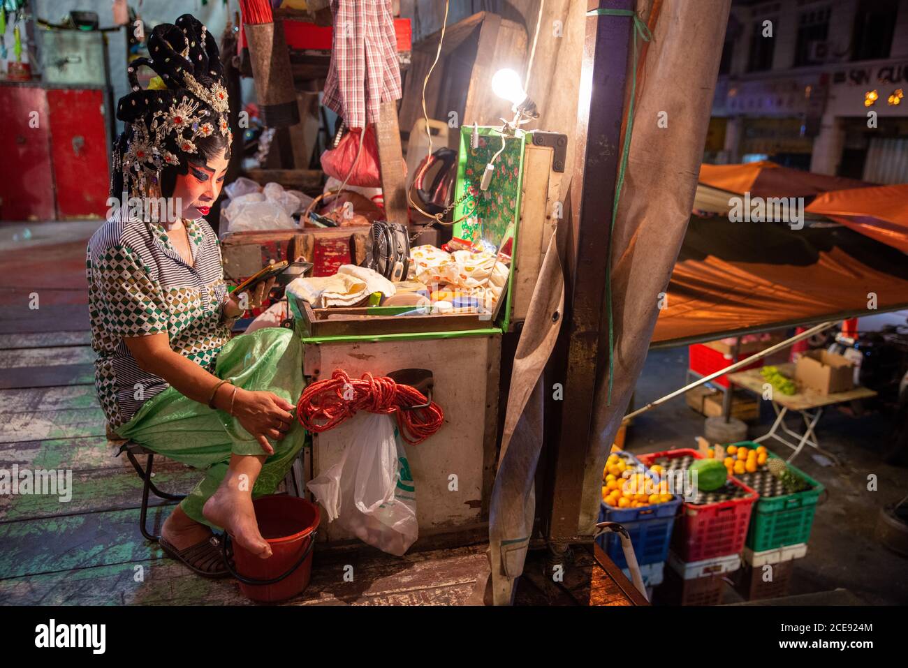 Bukit Mertajam, Penang/Malaysia - Aug 17 2016: Opera performer view the ...