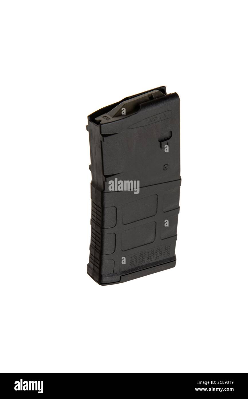 Assault rifle magazine isolated on white background Stock Photo - Alamy