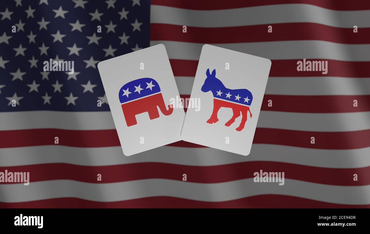 3D rendered concept illustration for presidential elections in the USA ...