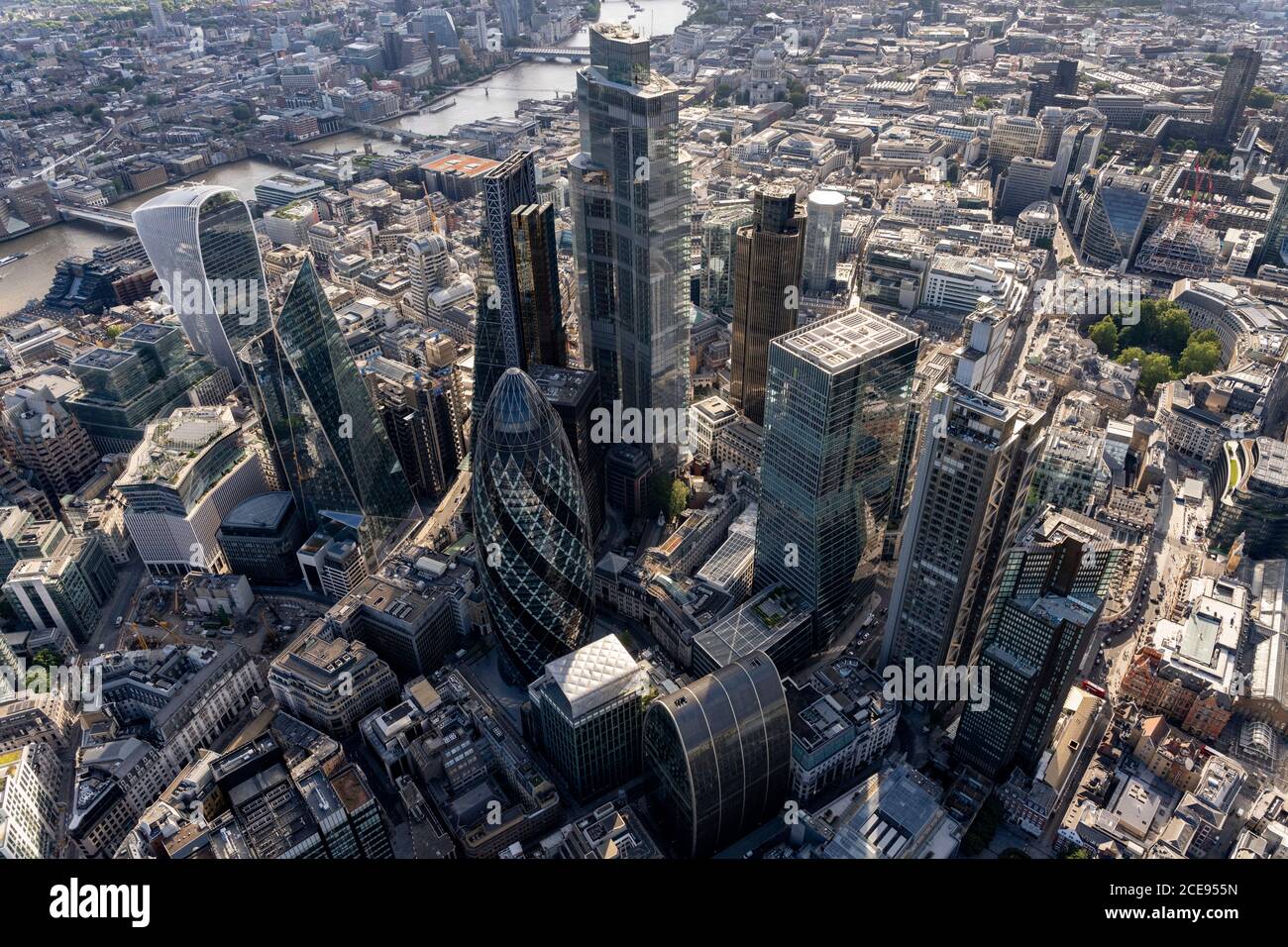 Aerial view of London featuring The City with skyscrapers Stock Photo ...