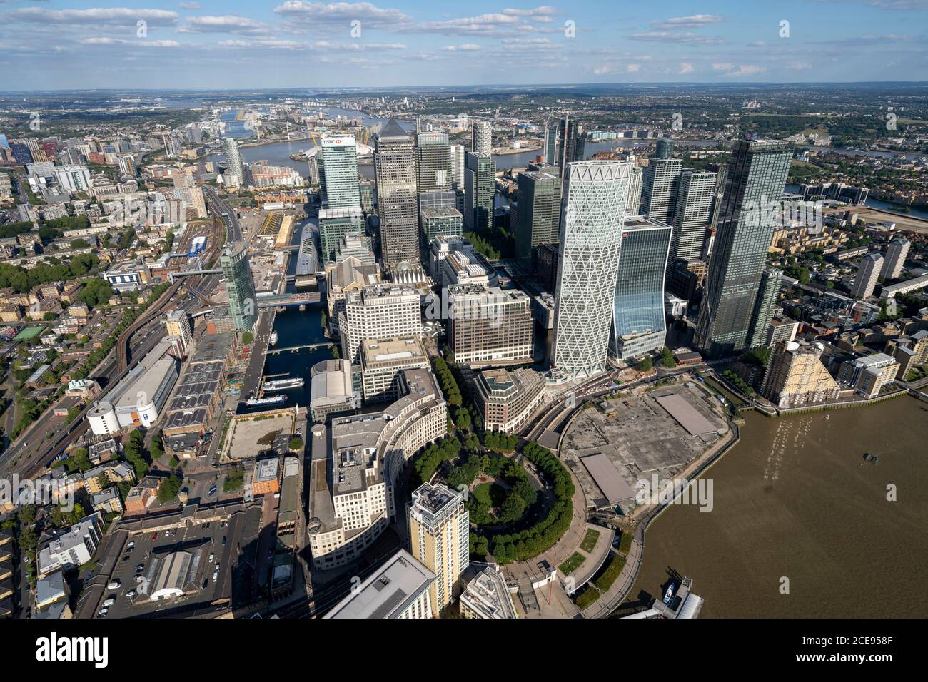 Aerial view of London featuring Canary Wharf Stock Photo - Alamy