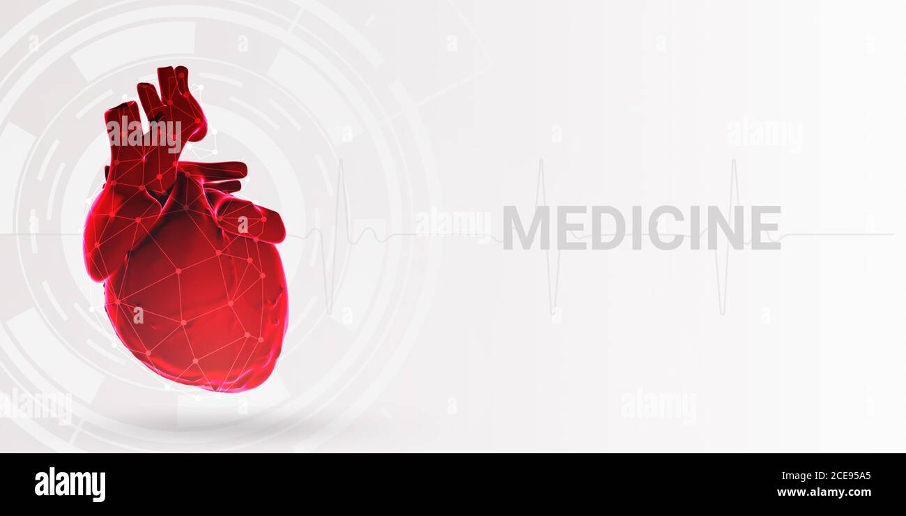 Medicine Concept. Illustration of red heart on white background with ...