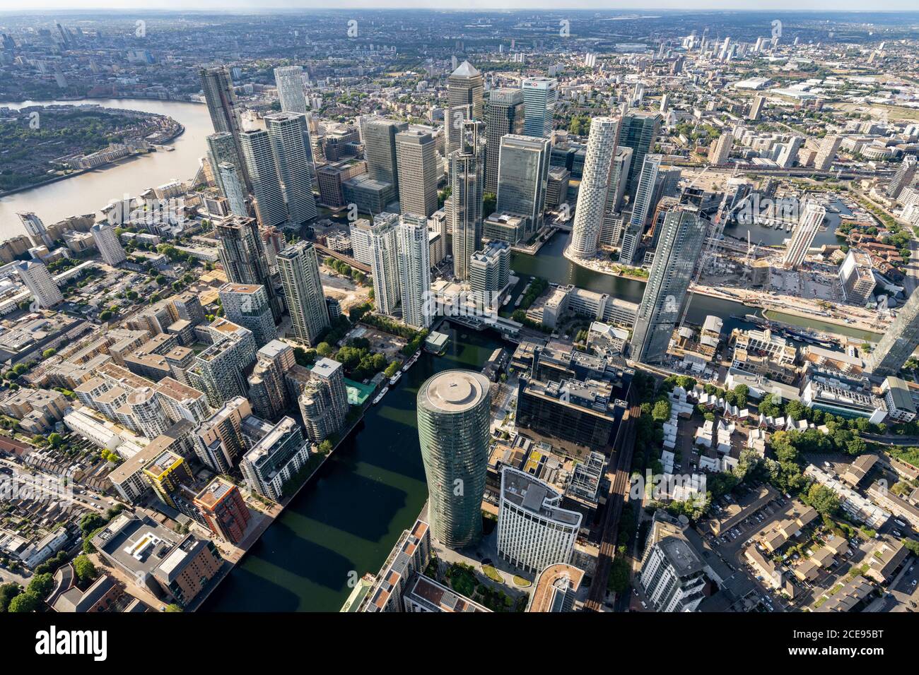 Aerial view of London featuring Canary Wharf Stock Photo - Alamy