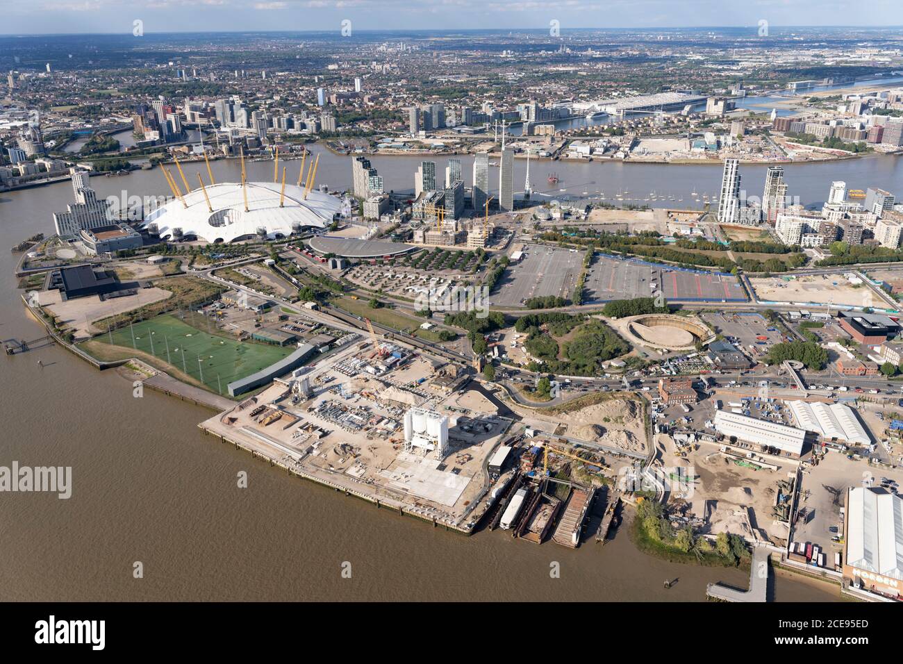 Aerial view of London featuring The O2 Stock Photo - Alamy
