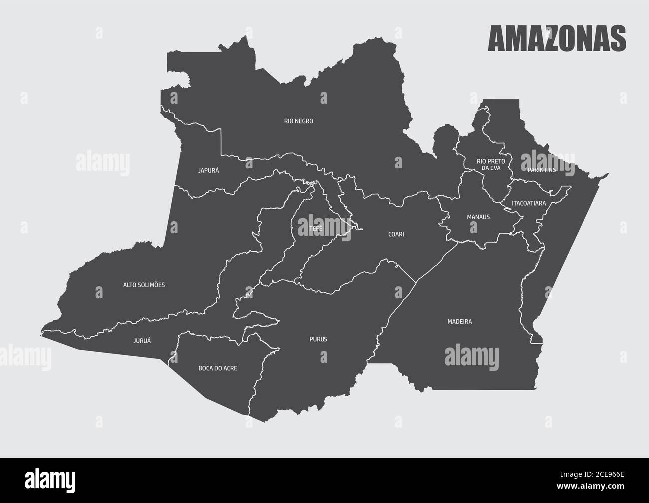 Amazonas State regions map Stock Vector Image & Art - Alamy