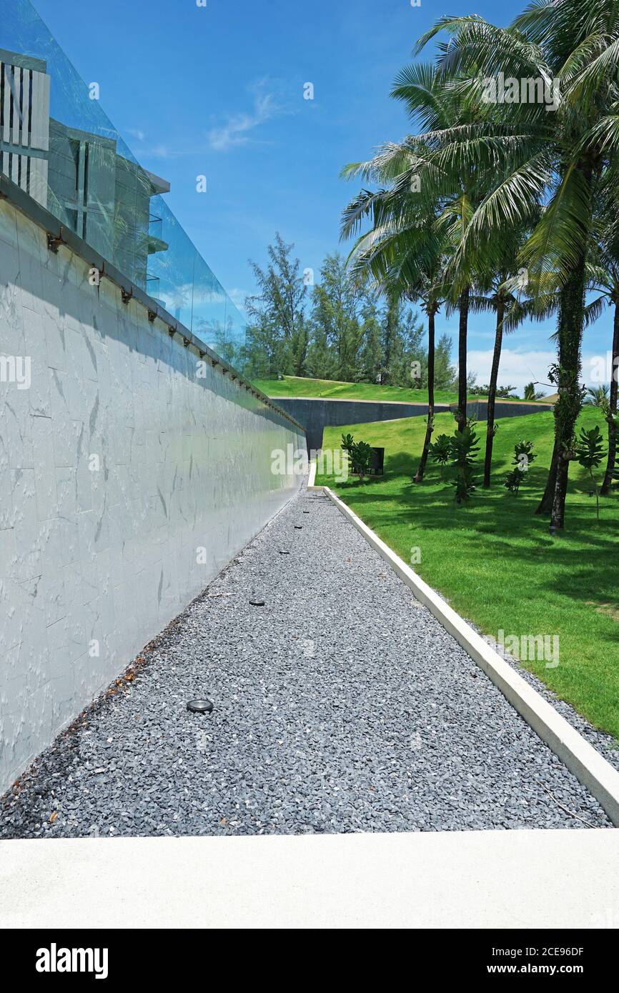 Exterior architecture and waterfall design of RESORT AND SPA building ...