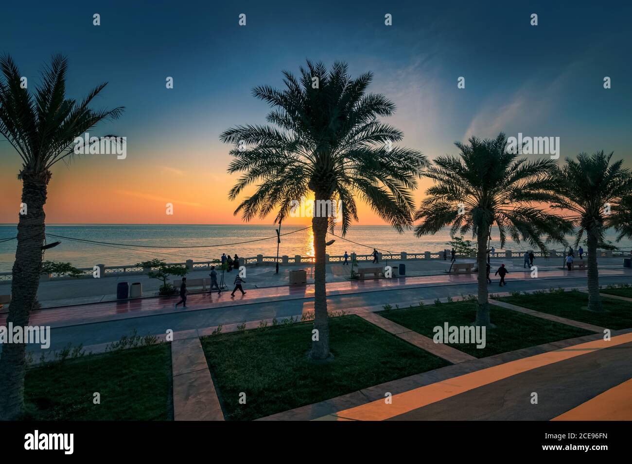 Beautiful sunrise view in Al-Khobar Corniche -Saudi Arabia Stock Photo ...