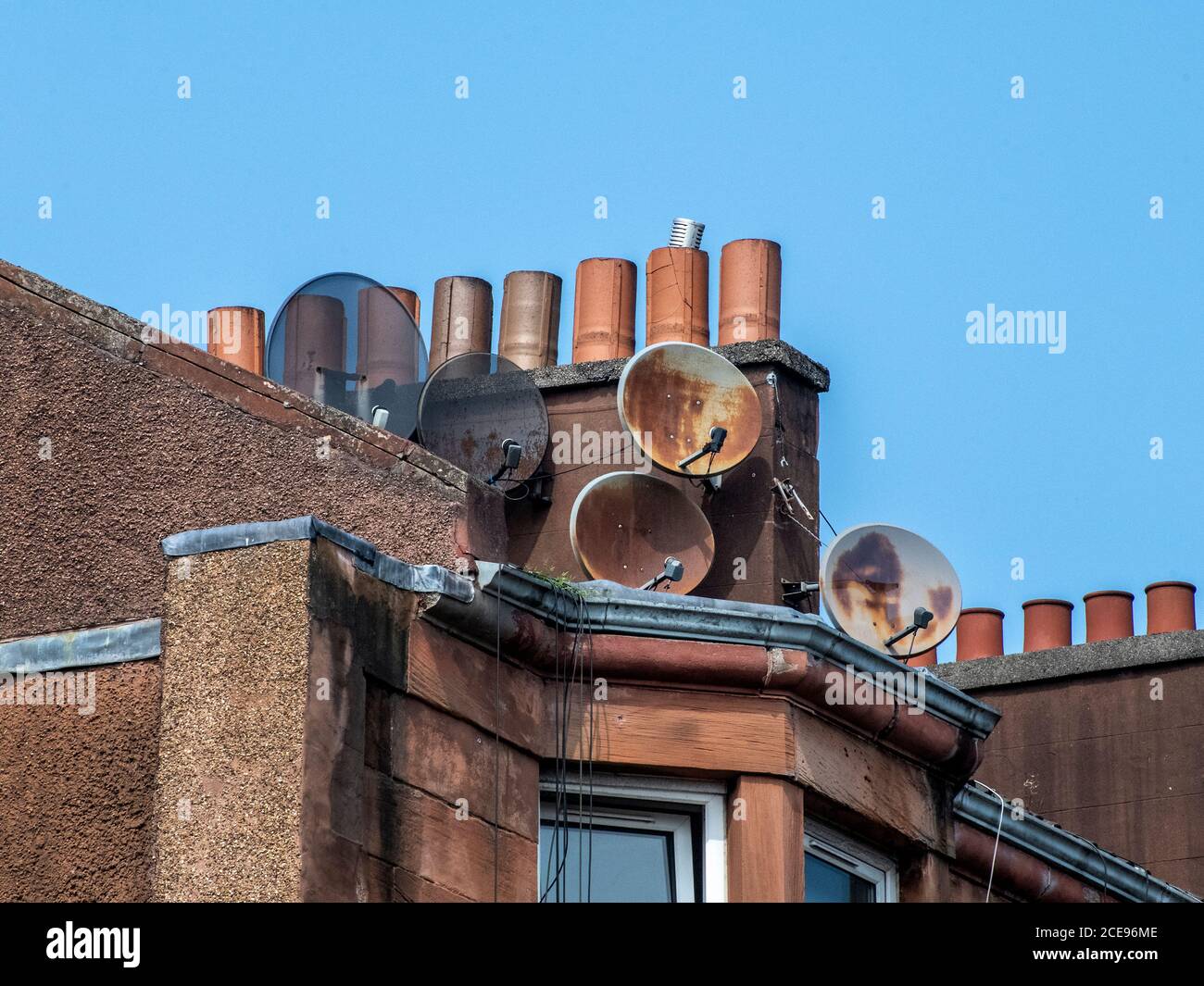 Glasgow, Scotland, UK. 12th August 2020: Close-up shot of a group of tv ...