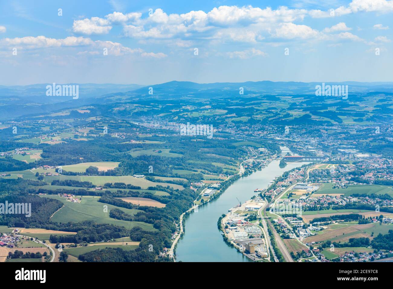 Aerial view to Passau, famous three-river city in lower bavaria Stock ...
