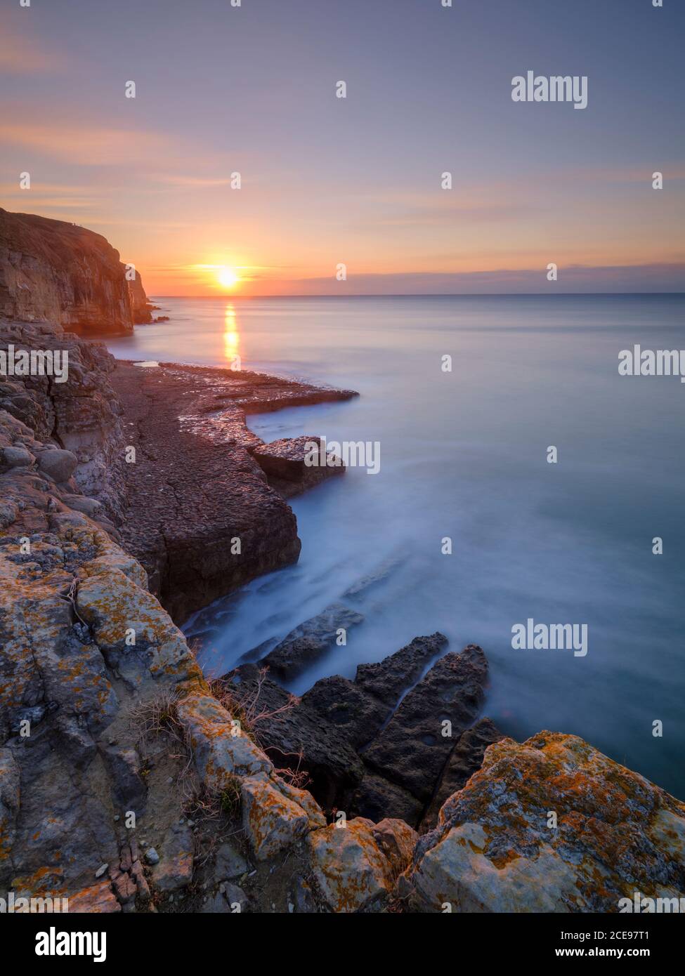 Sunrise at Dancing Ledge in Dorset Stock Photo - Alamy