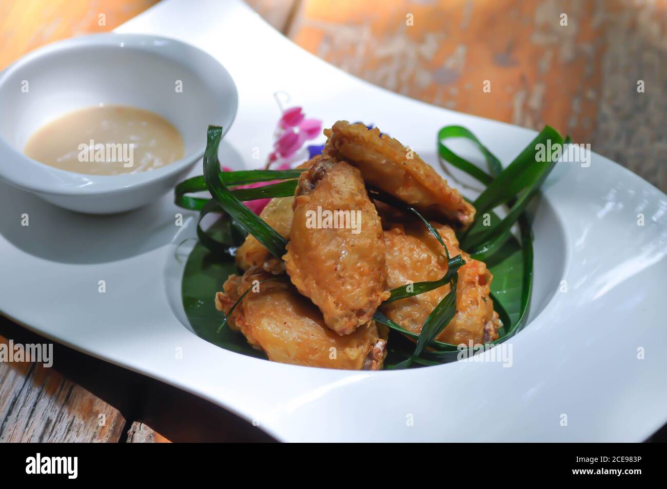 fried chicken or deep fried chicken with dip Stock Photo - Alamy