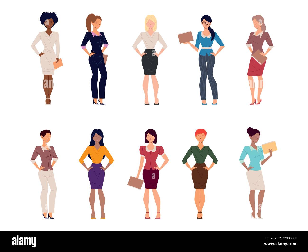 set of women in businesswomen suits vector illustration design Stock ...