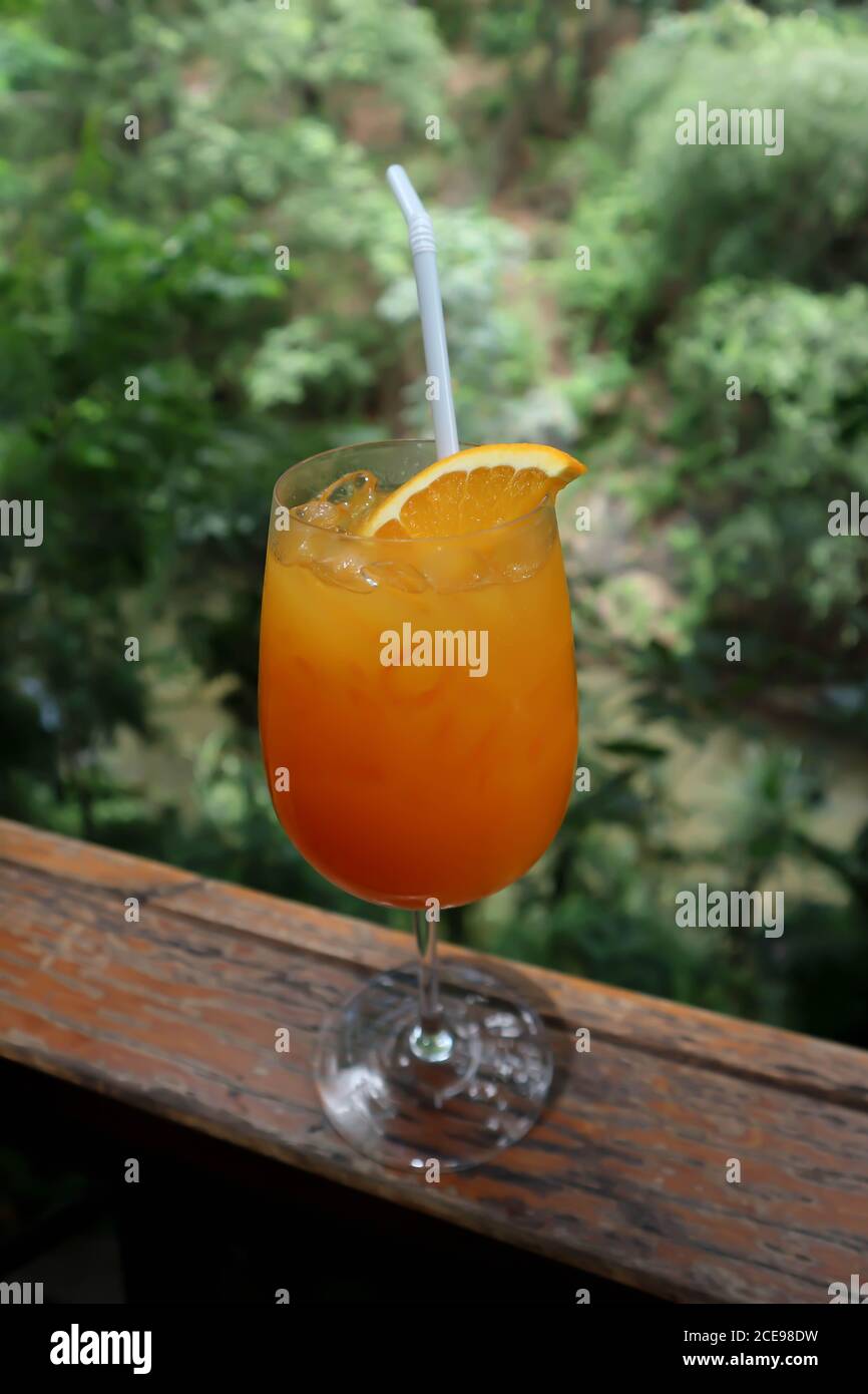 juice, orange juice with orange topping Stock Photo - Alamy