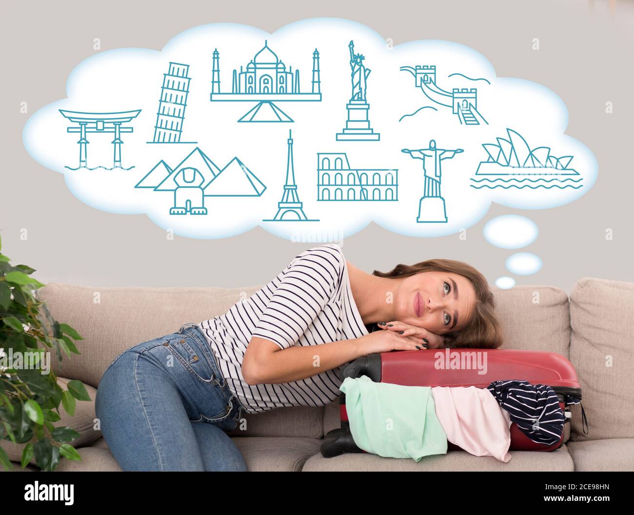 Woman Dreaming Of Vacation