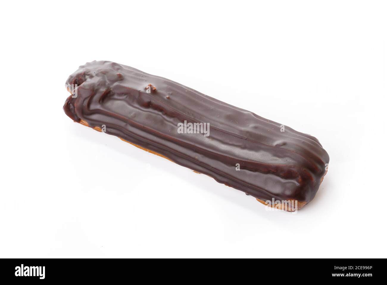 One eclair cake isolated on white background Stock Photo - Alamy