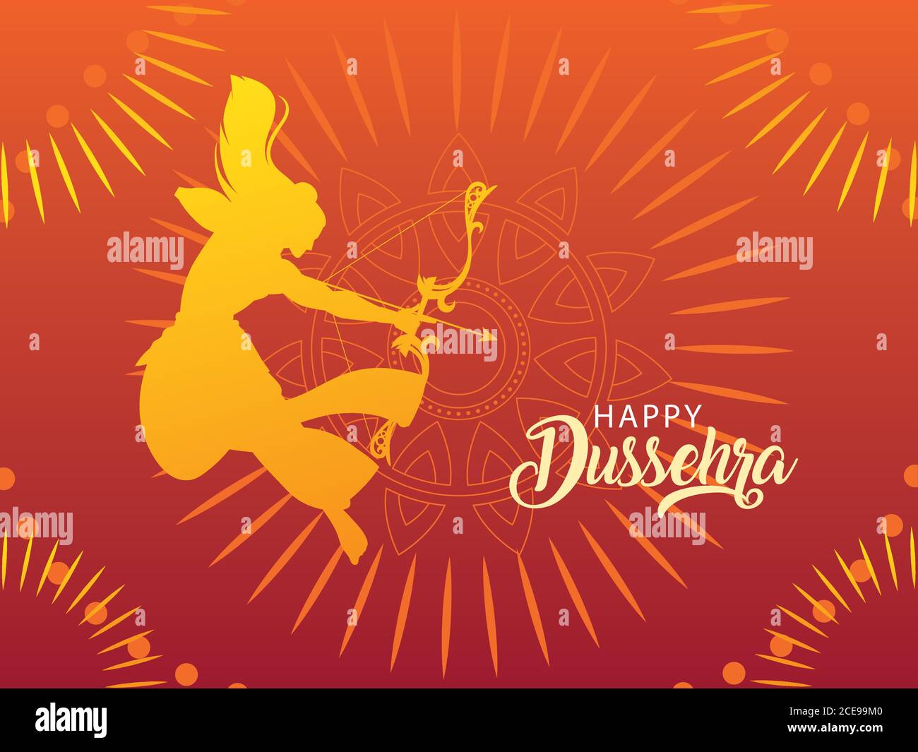 template with lord rama, label happy Dussehra vector illustration ...