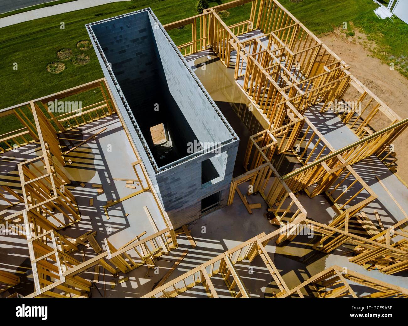 Framing of a house on new home construction Stock Photo - Alamy