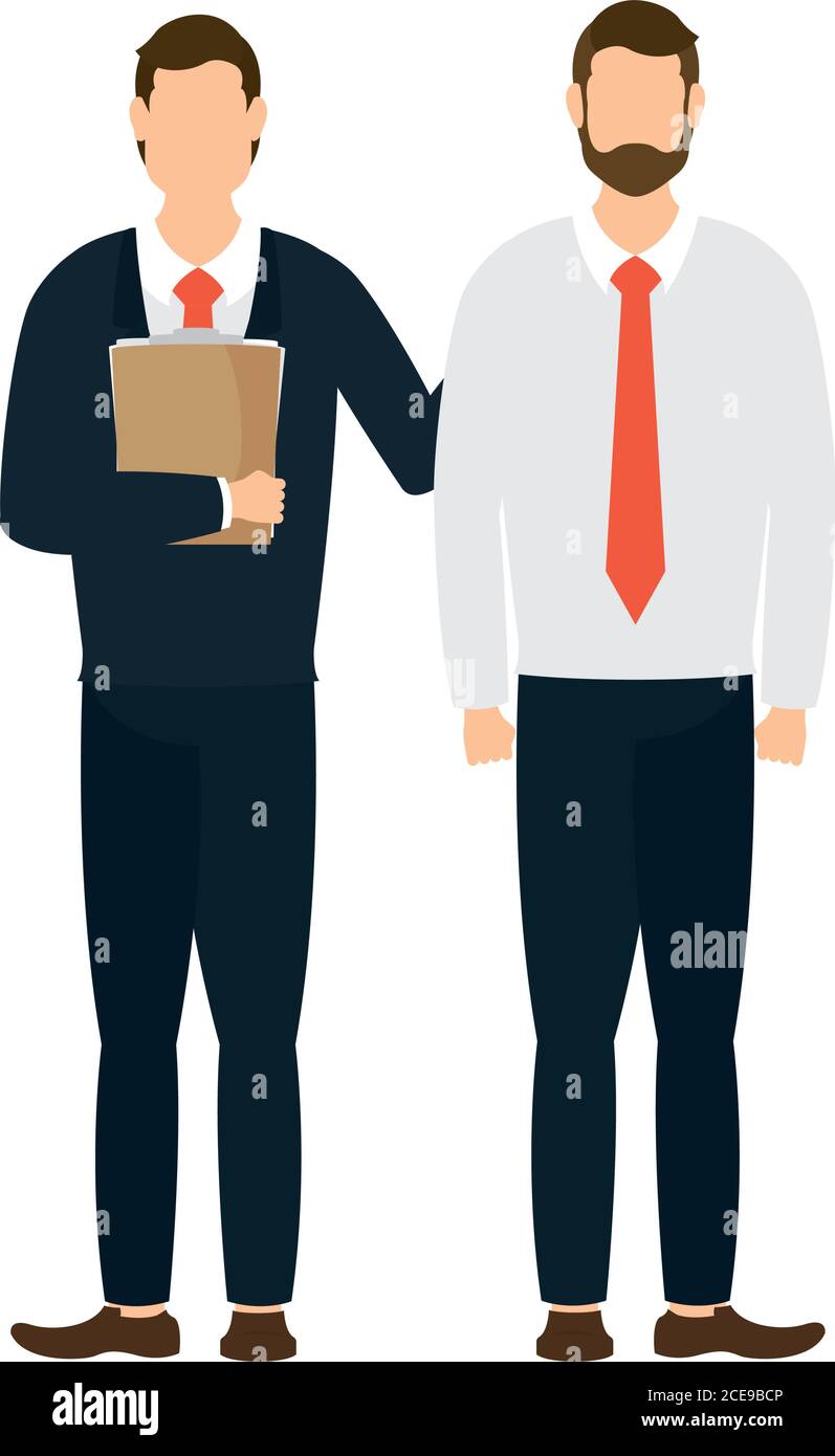 businessmen workers with documents avatars characters vector ...