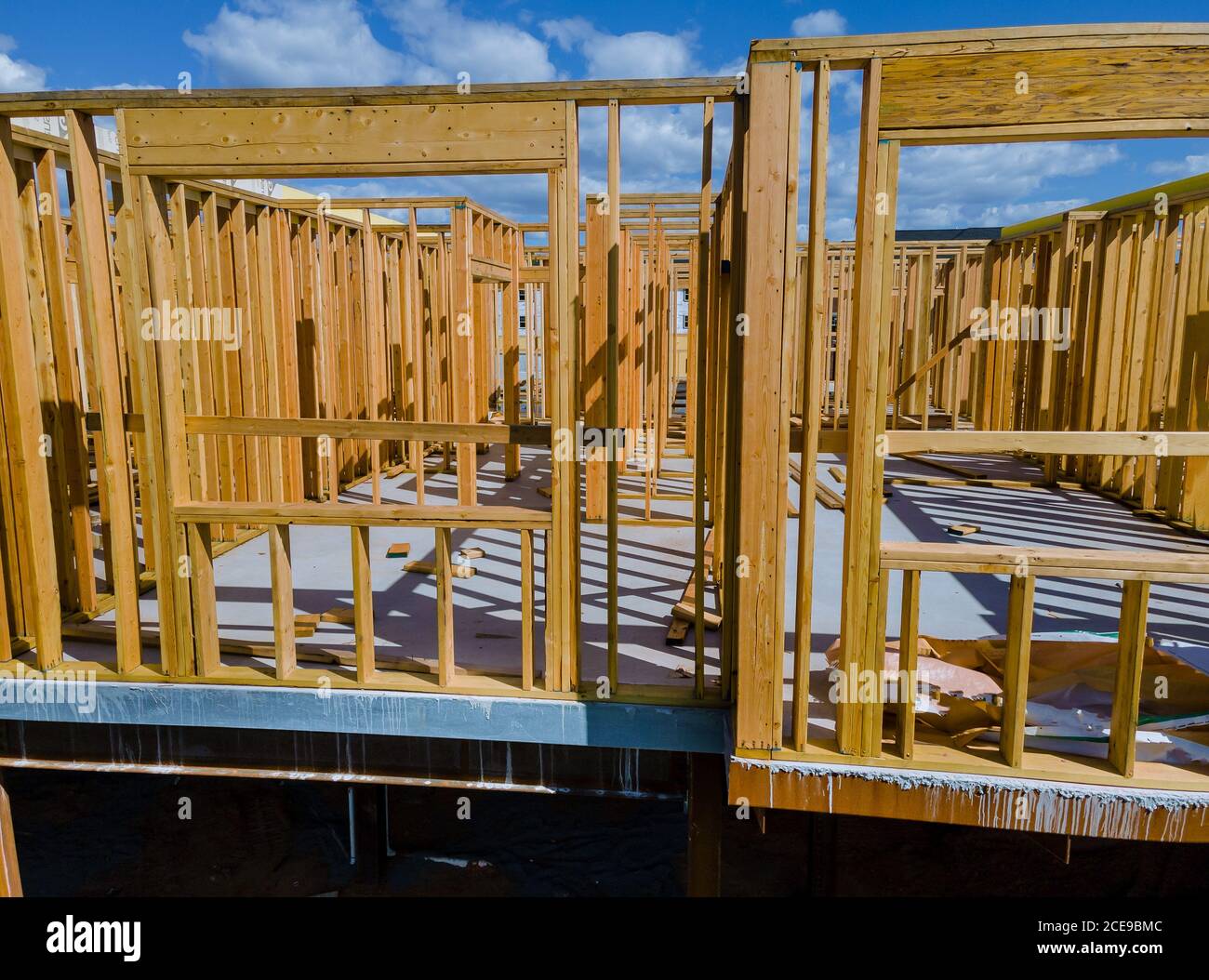 Wooden beam house residential construction home framing Stock Photo - Alamy