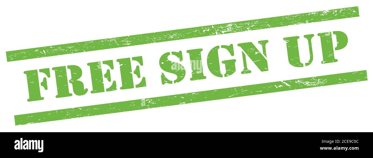 FREE SIGN UP text on green grungy rectangle stamp Stock Photo - Alamy