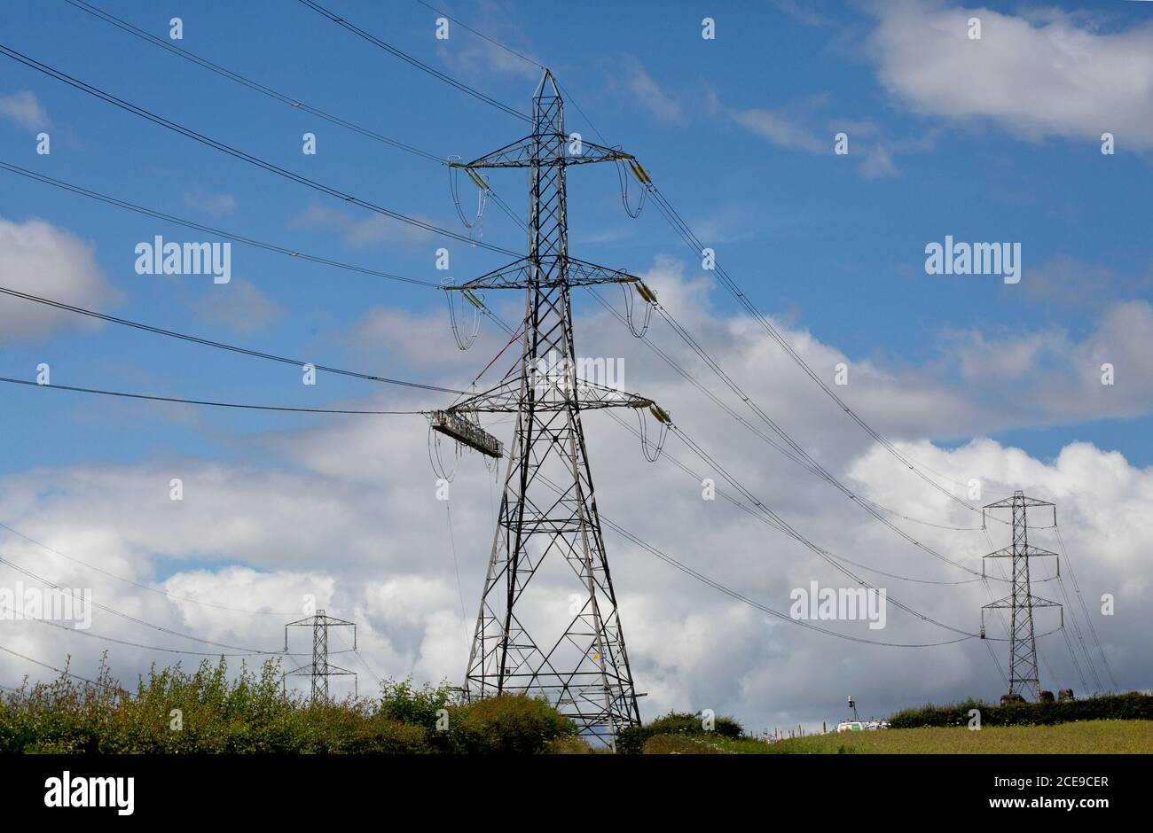 Pylons in the green belt hi-res stock photography and images - Alamy