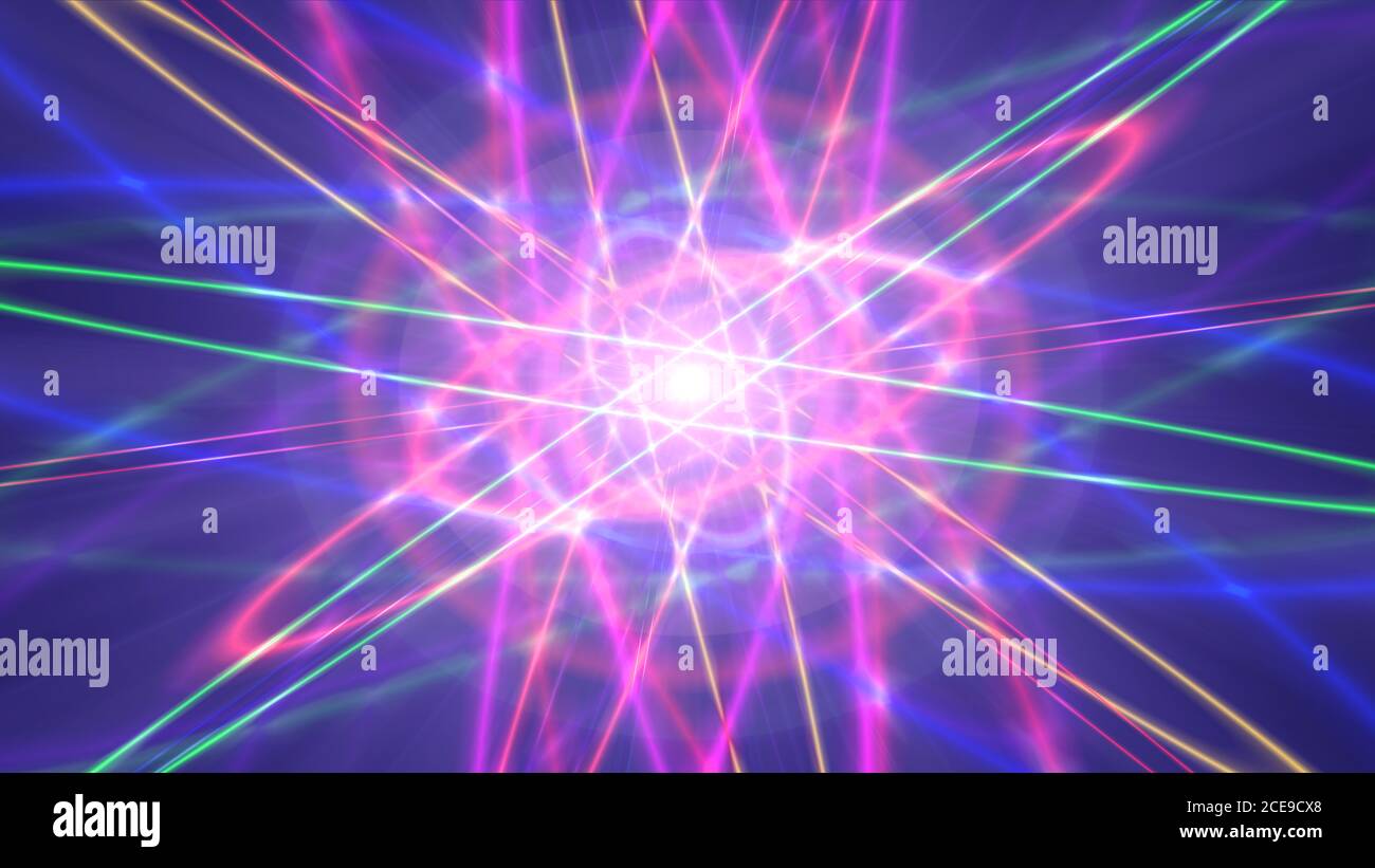 Glowing atom structure with light laser ring Stock Photo - Alamy