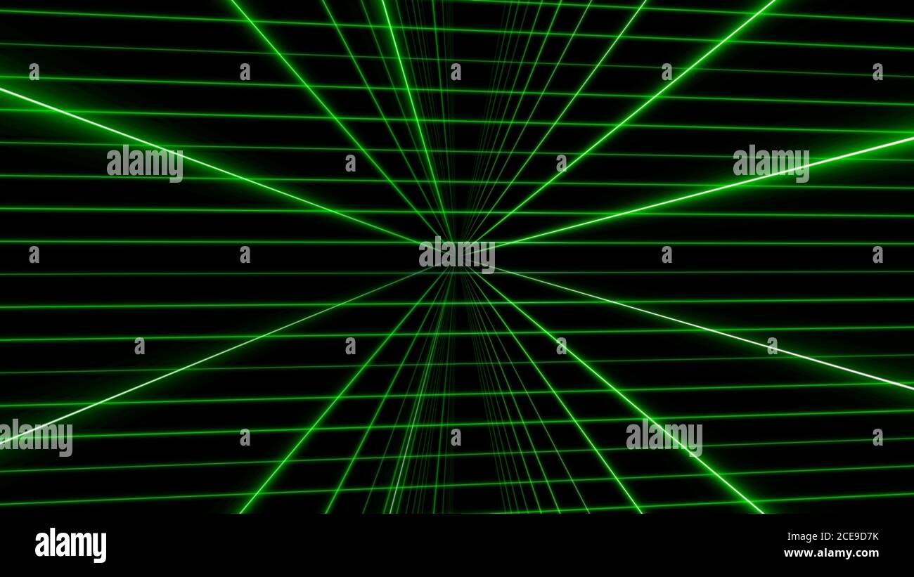3d green line laser background, 3d illustration render Stock Photo - Alamy