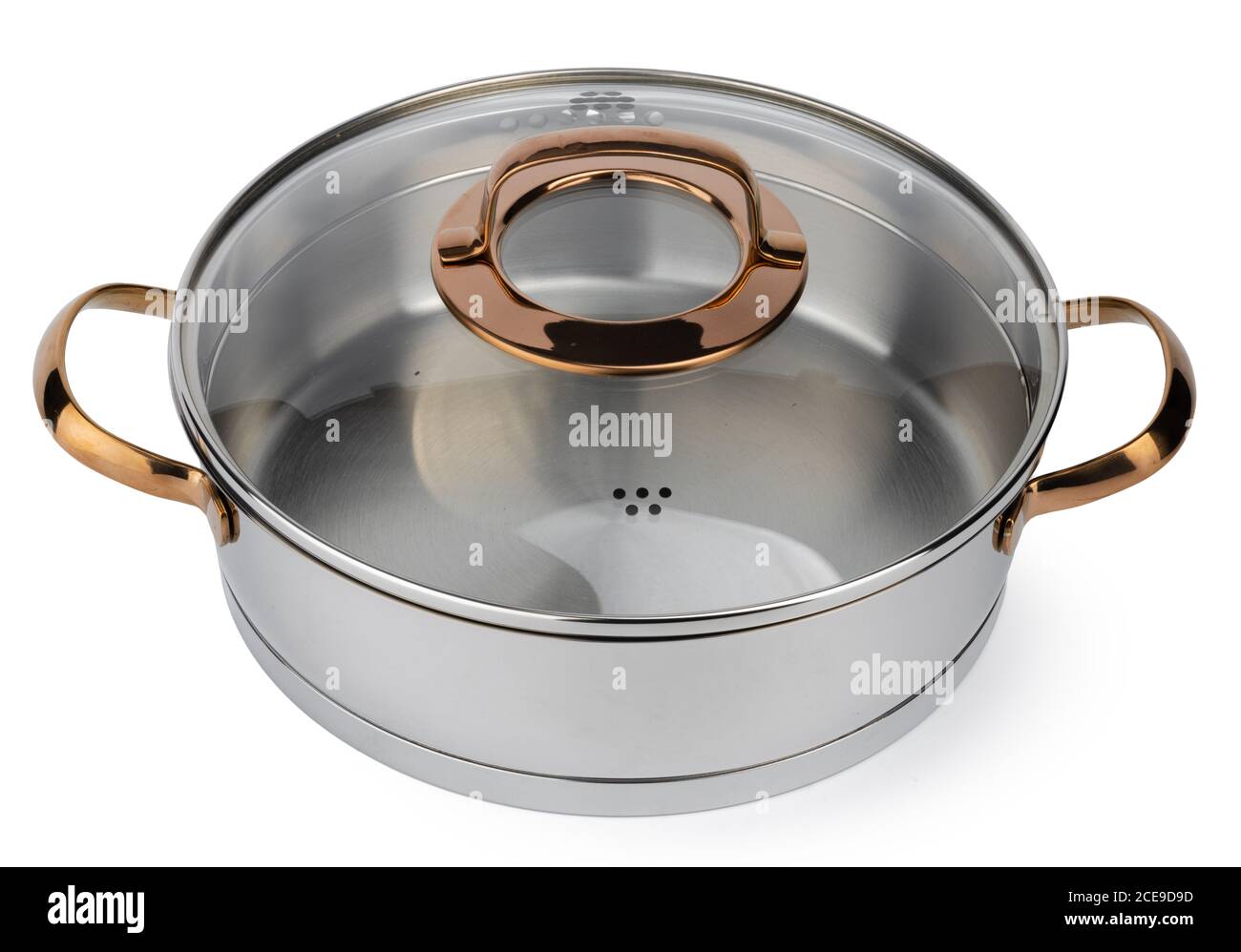 New metal cooking pot isolated on white Stock Photo - Alamy