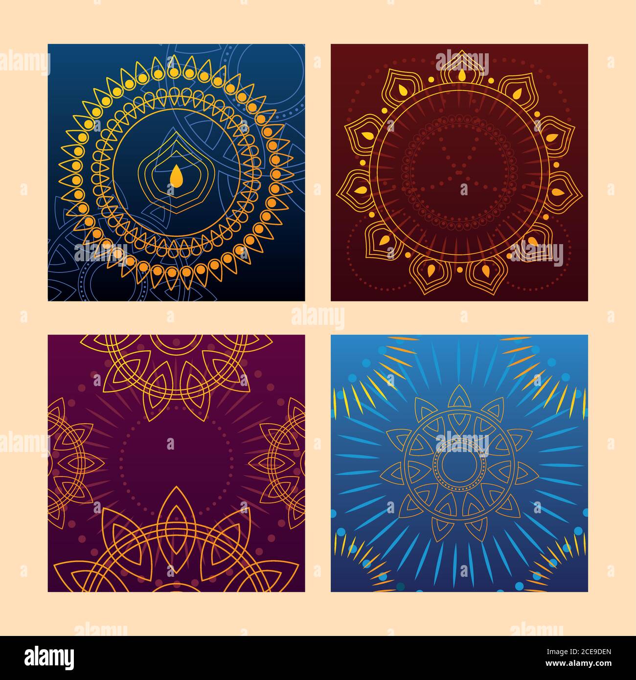 set of templates for cards, indian festival vector illustration design ...