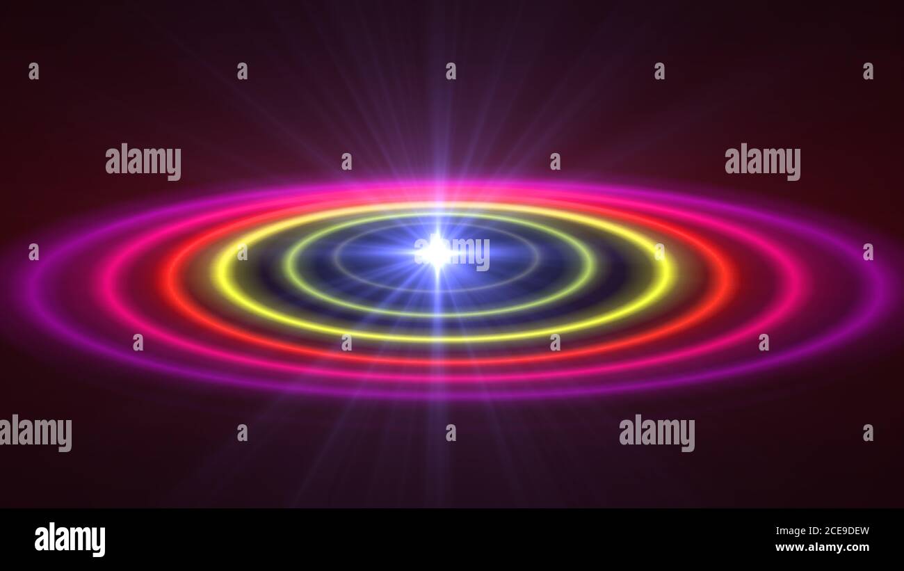 Abstract atom color rings background ray light Stock Photo - Alamy