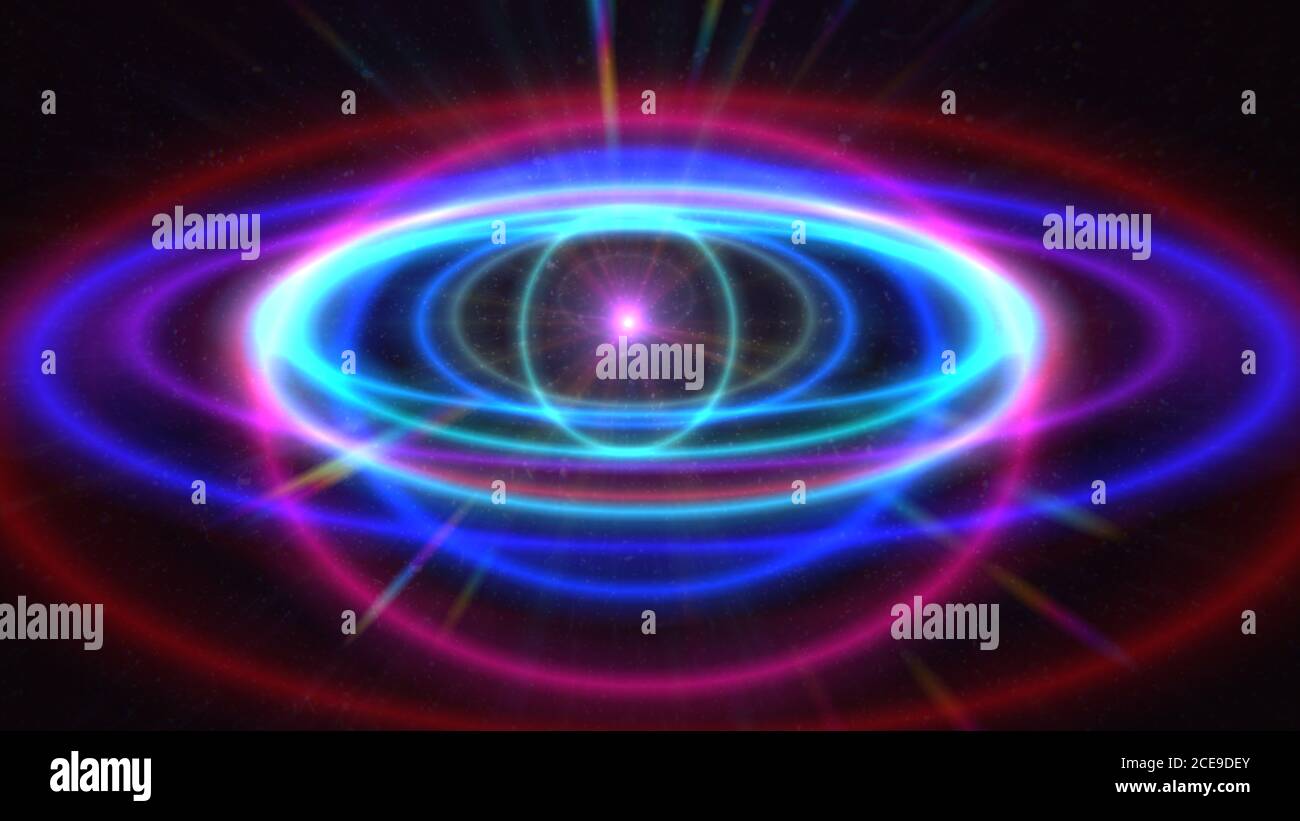 Abstract atom color rings background ray light Stock Photo - Alamy