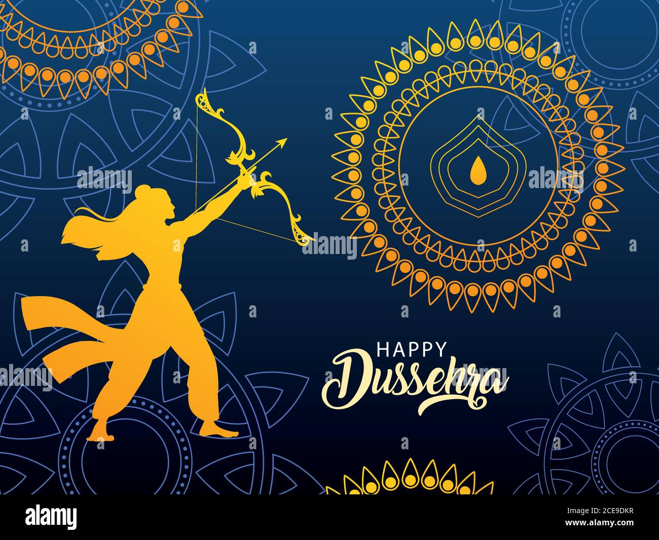 template with lord rama and label happy Dussehra vector illustration ...