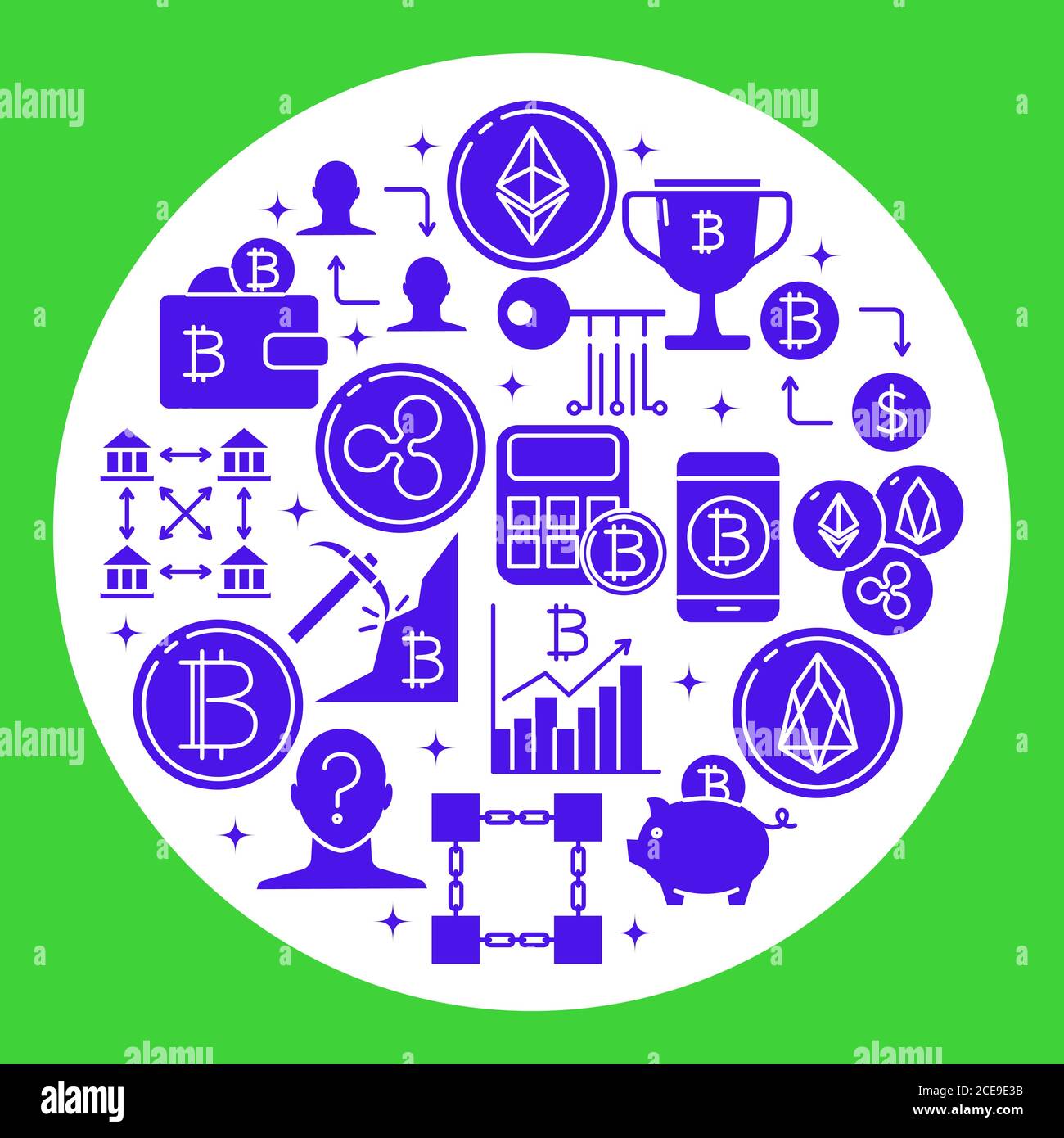 Digital currency round poster in flat style. Alternative money banner ...